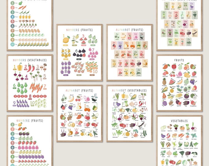 Fruits Vegetables Educational Prints, Classroom Printable, Learning ...