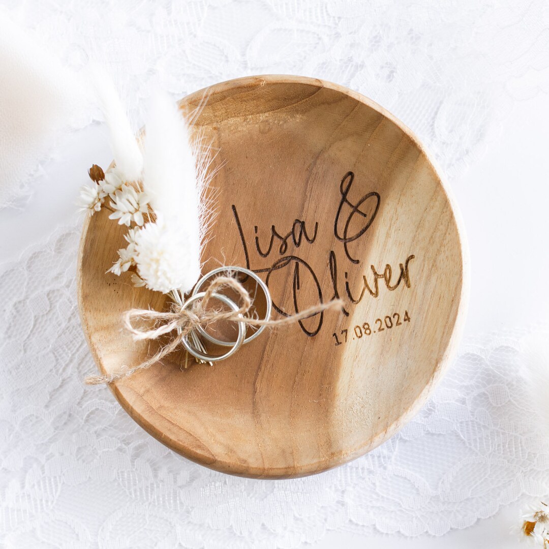 Ring Bowl - Handwritten | Teakwood Ring Box, Ring Storage for Bridal ...