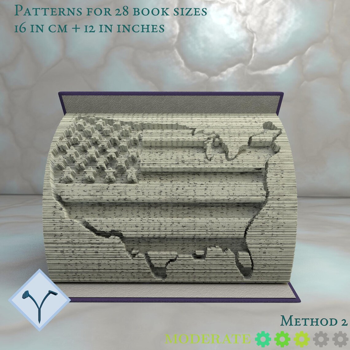 USA Border Outline With Flag: Book Folding Pattern - Etsy