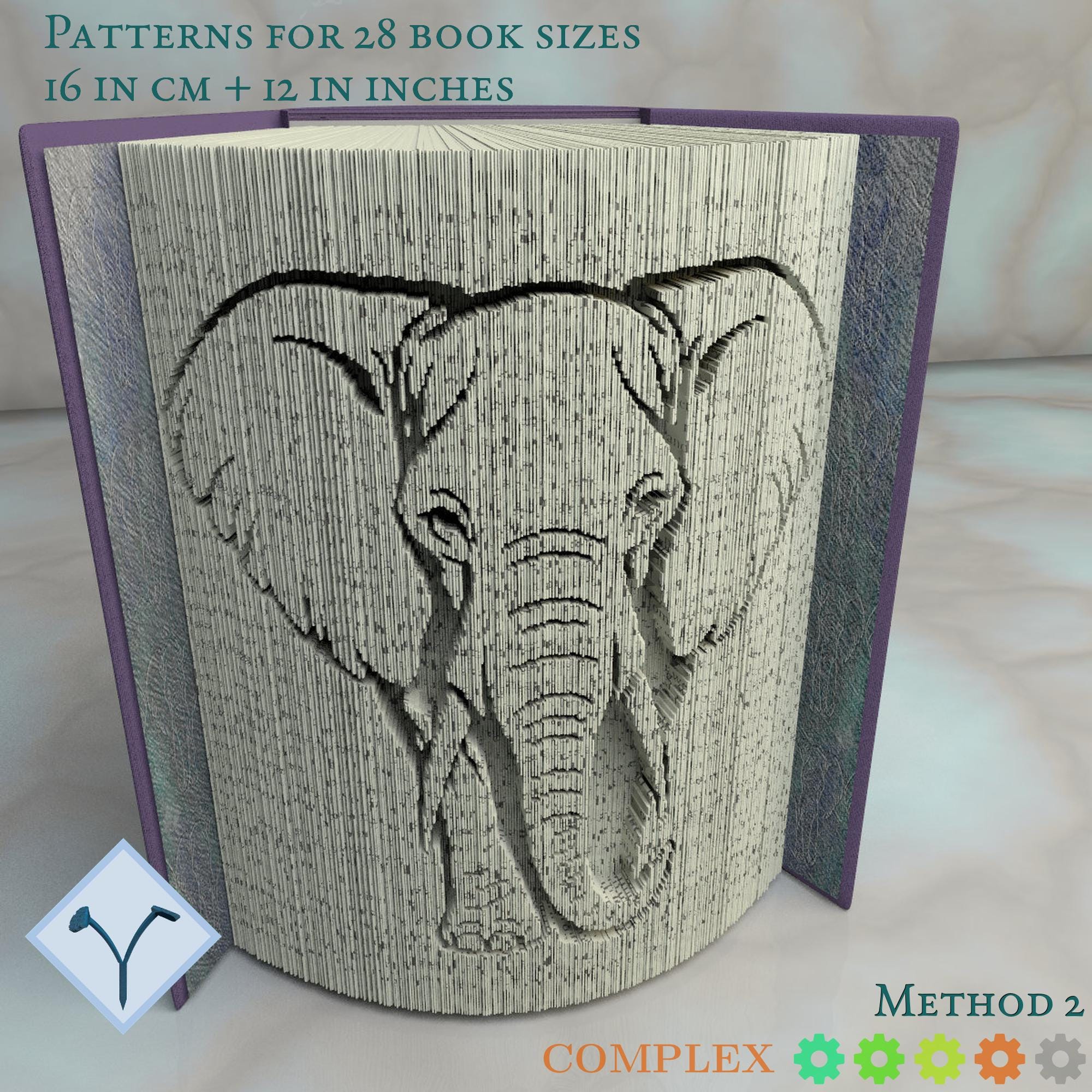 Elephant Head, Front Profile: DIY Cut & Fold Art, Book Folding Pattern ...
