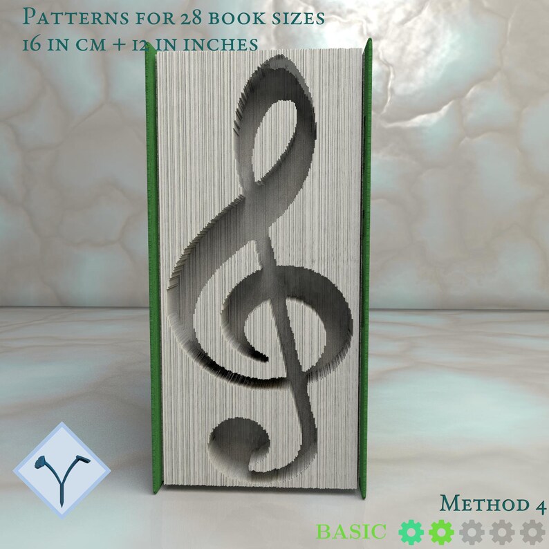 Treble Clef: Book Folding Pattern, Instruction DIY Folded Book Art, Cut ...