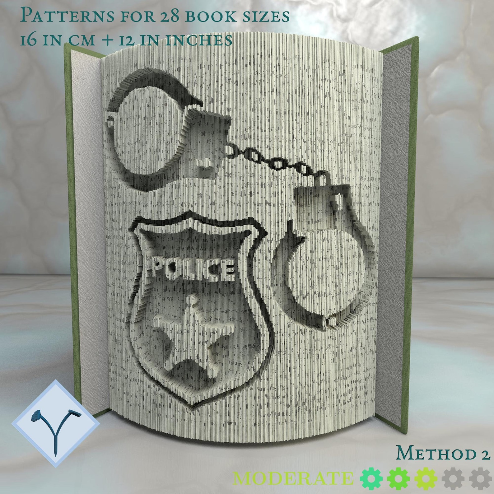 Police Badge: Book Folding Pattern, Instruction DIY Folded Book Art ...