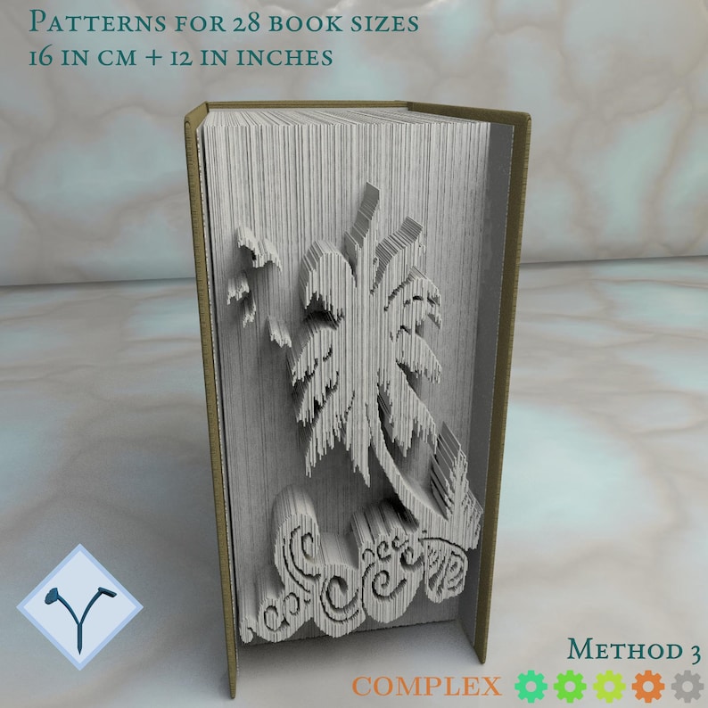 Palm Tree, Waves, Birds: DIY Cut & Fold Art, Book Folding Pattern and ...