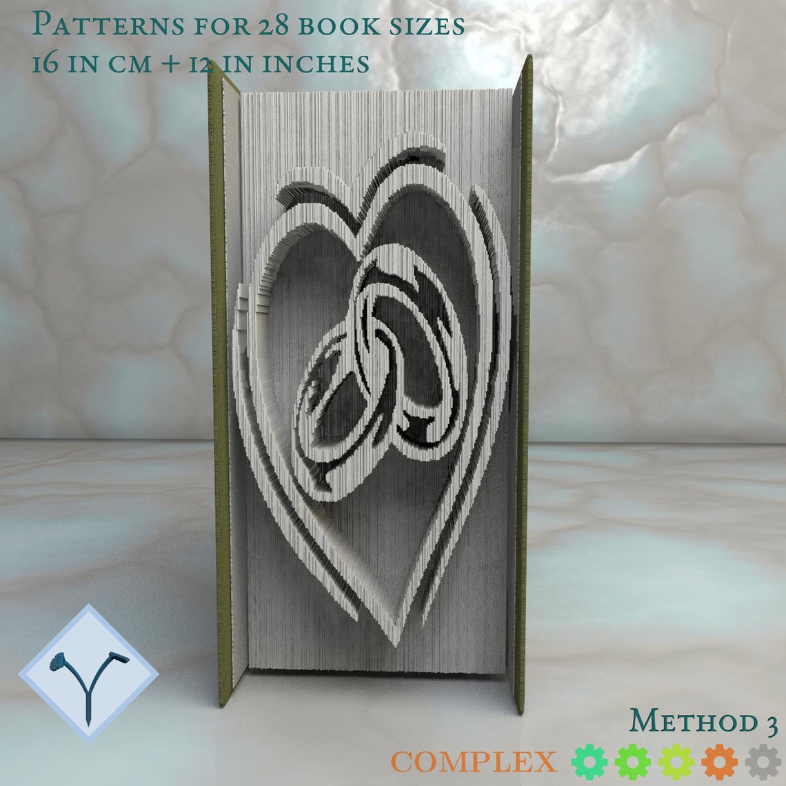 Wedding Rings Heart: Book Folding Pattern Instruction DIY | Etsy