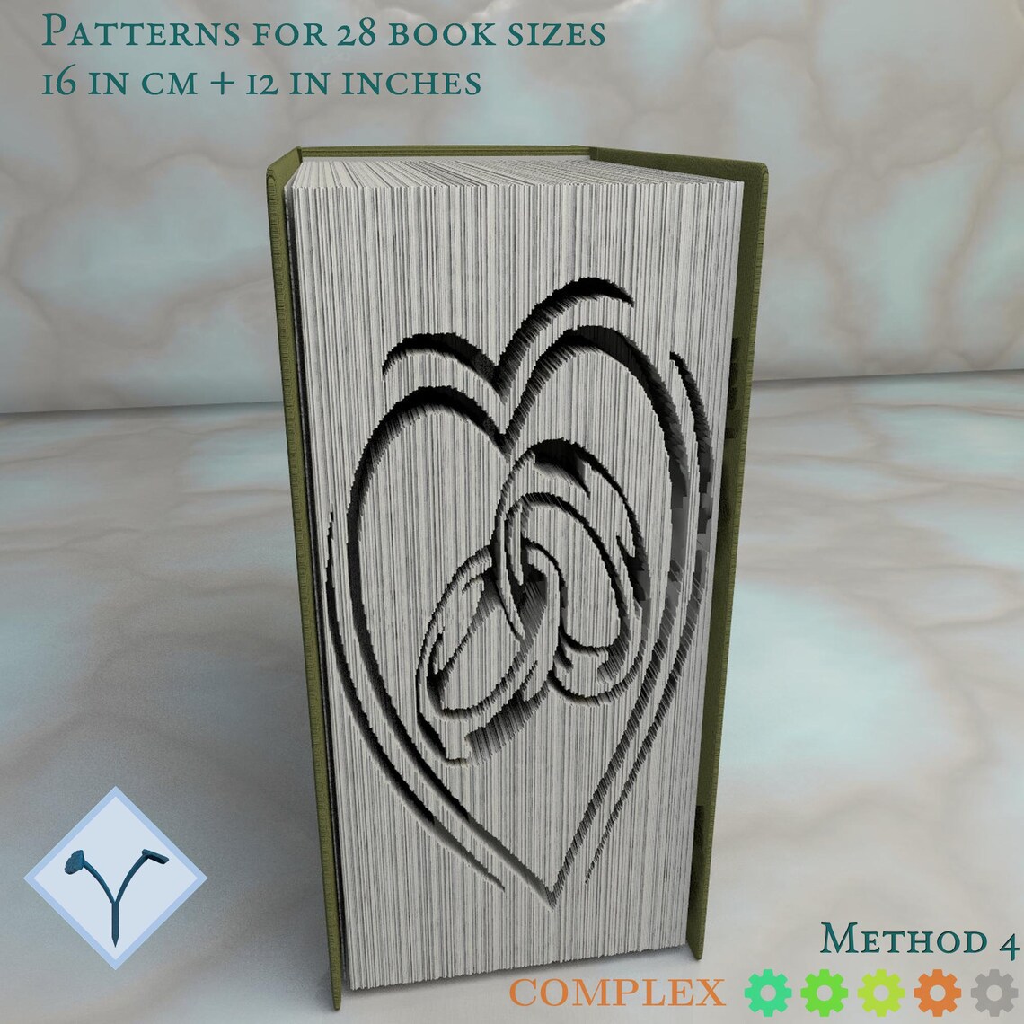 Wedding Rings Heart: Book Folding Pattern Instruction DIY | Etsy
