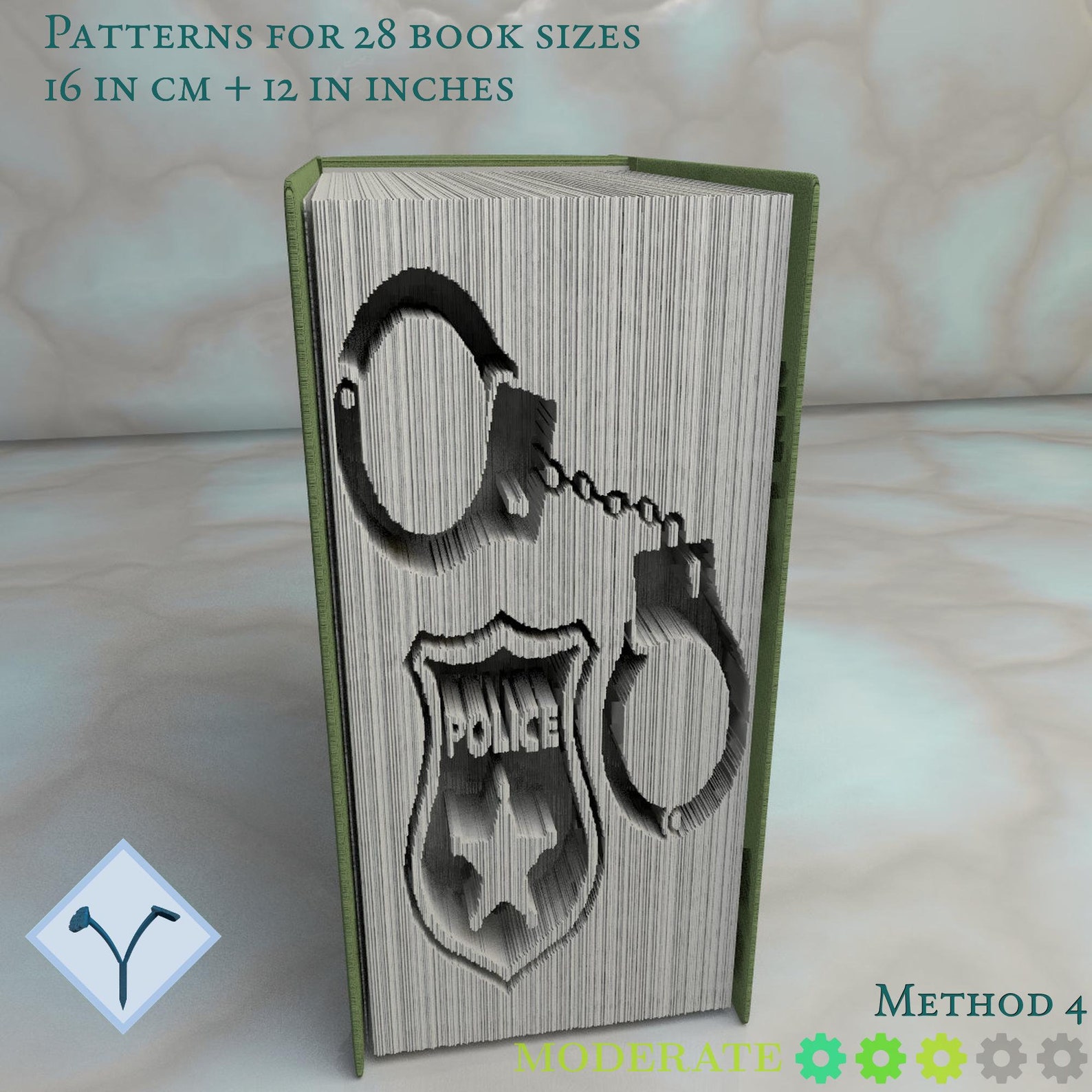 Police Badge: Book Folding Pattern, Instruction DIY Folded Book Art ...