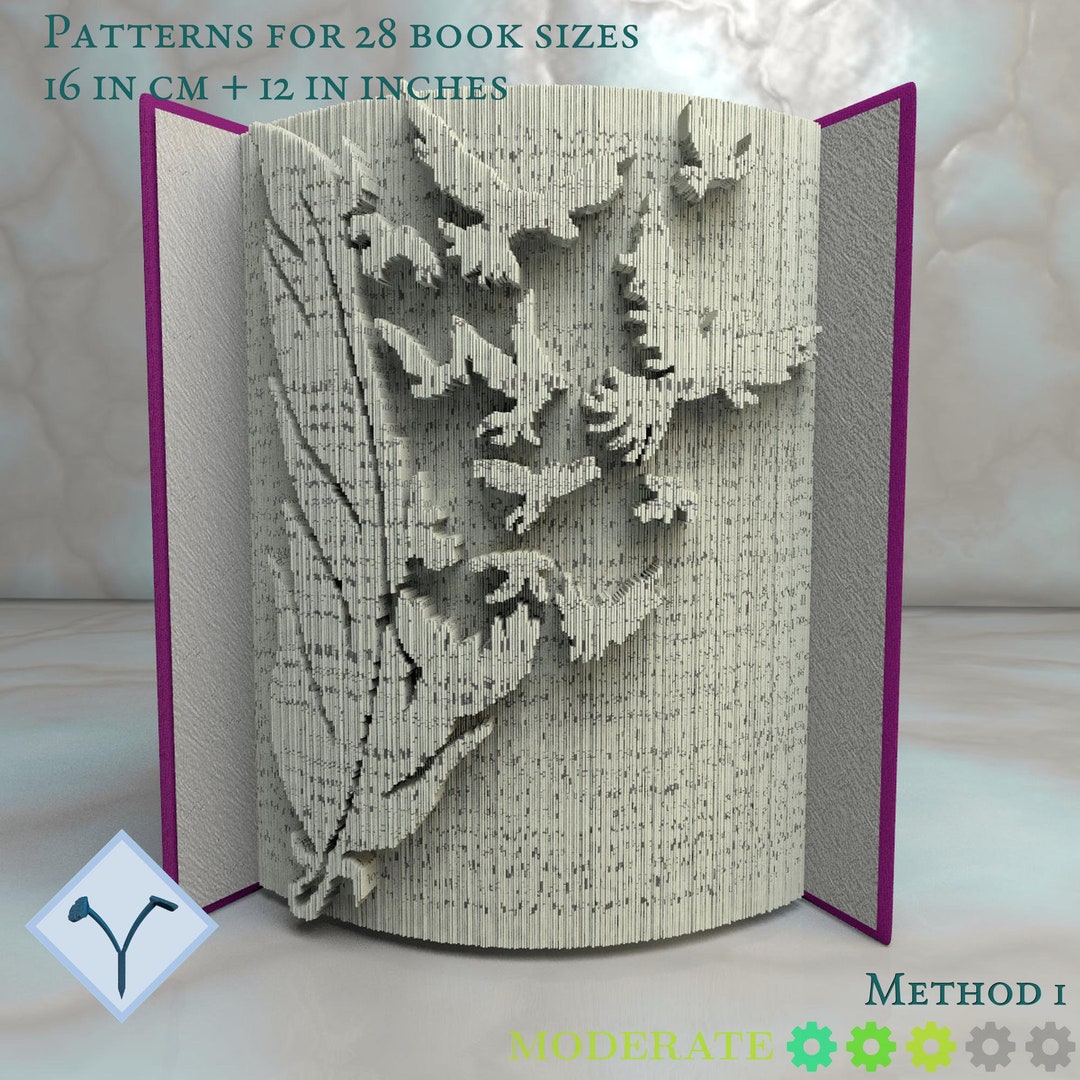 Feather + Birds: Book Folding Pattern, Instruction DIY Folded Book Art ...