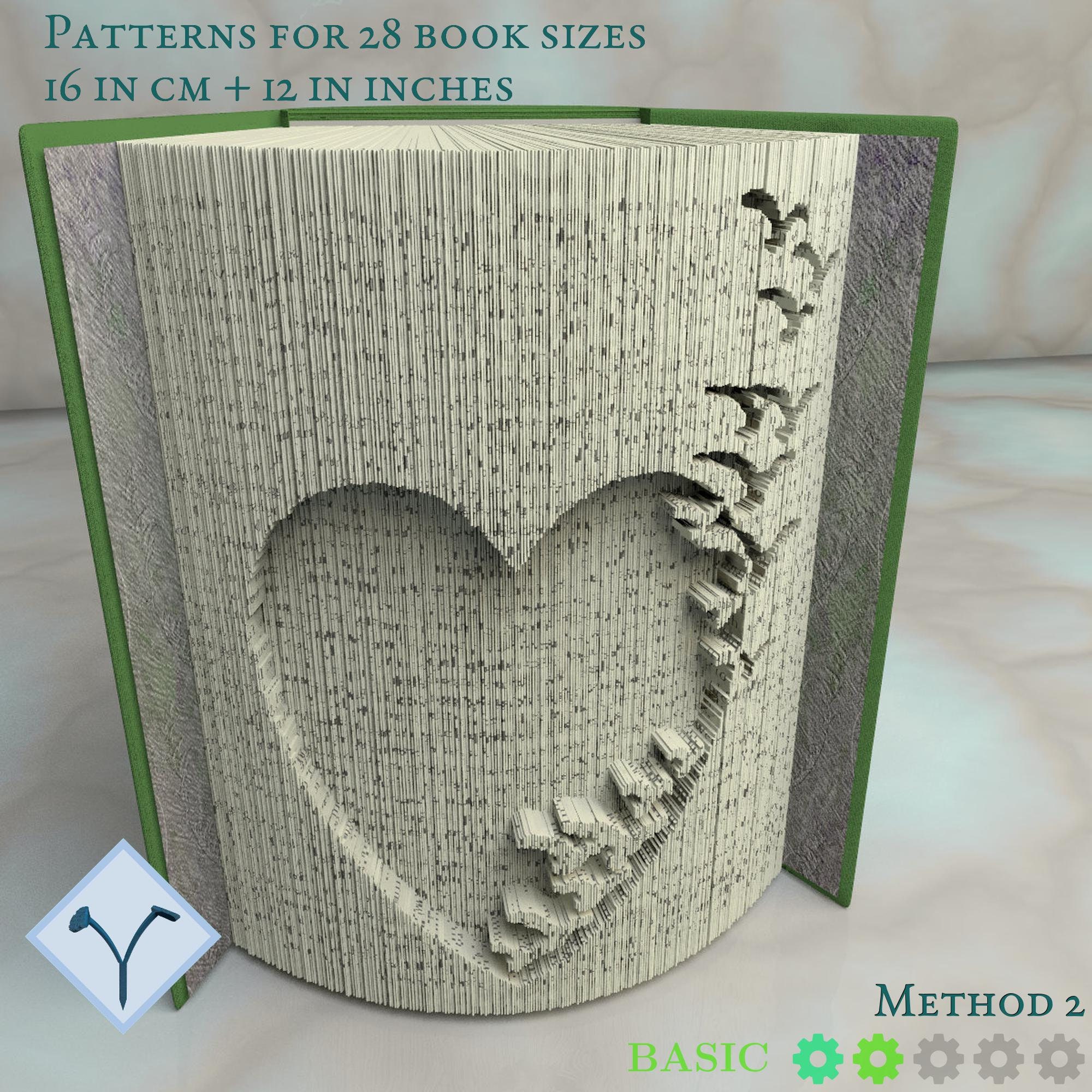 Birds and Heart: Book Folding Pattern Instruction DIY Folded | Etsy
