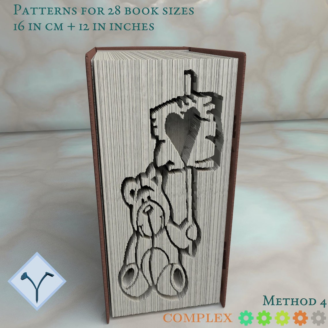 Teddy Bear in Love: Book Folding Pattern Instruction DIY - Etsy