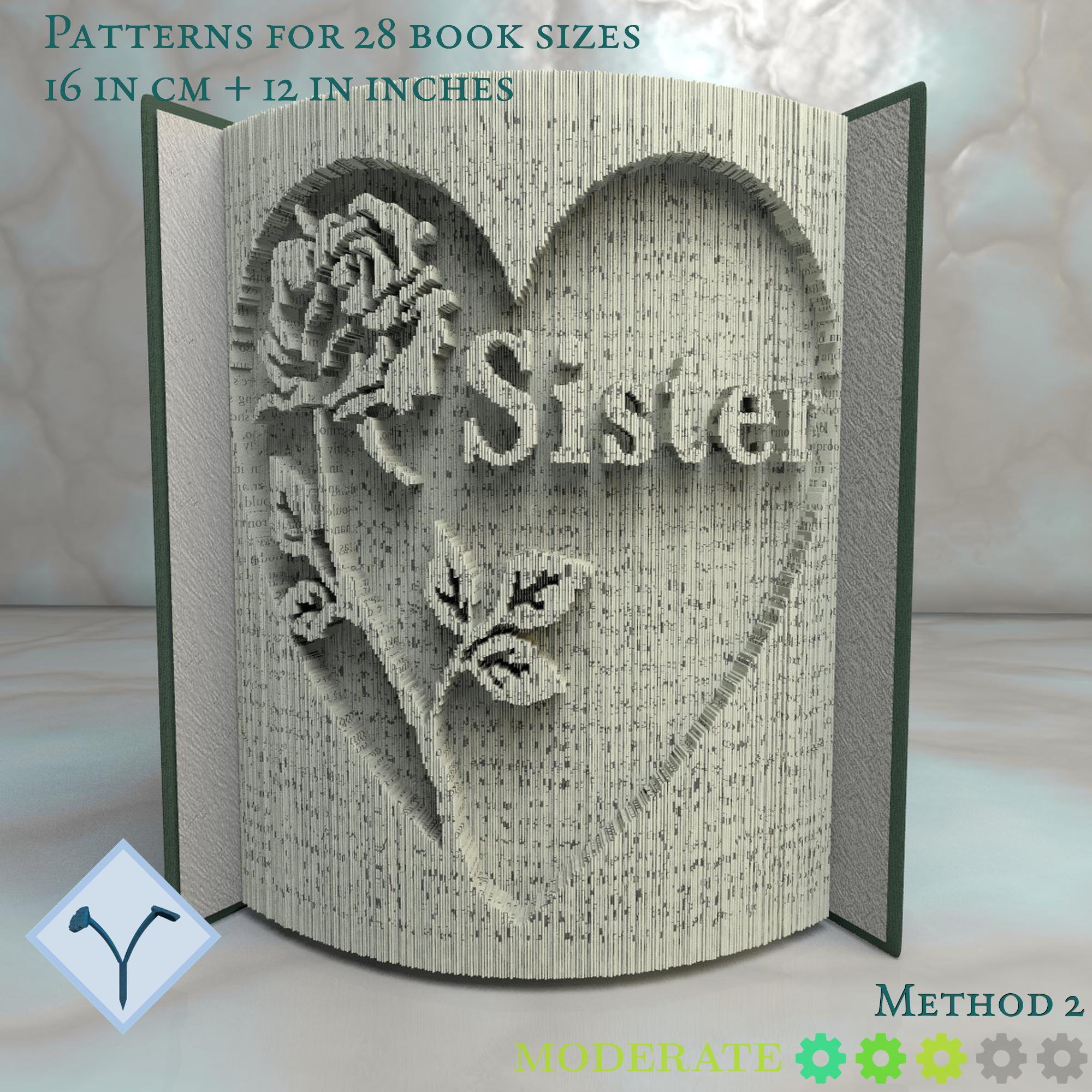 Sister Heart and Rose: Book Folding Pattern Instruction DIY - Etsy