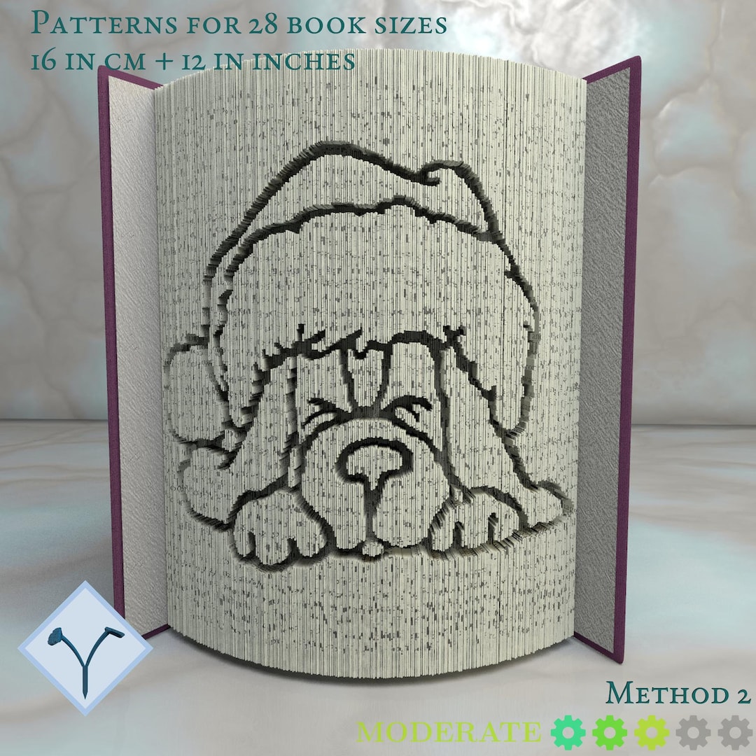 Dog With Santa Hat: DIY Cut & Fold Book Art Pattern and Instructions ...