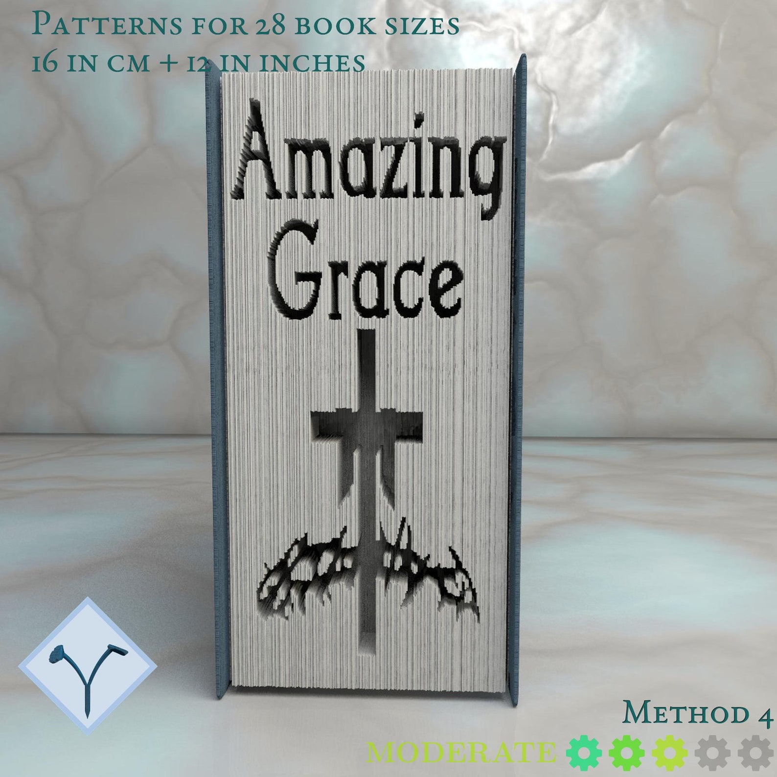 Cross Amazing Grace: Book Folding Pattern Instruction DIY | Etsy