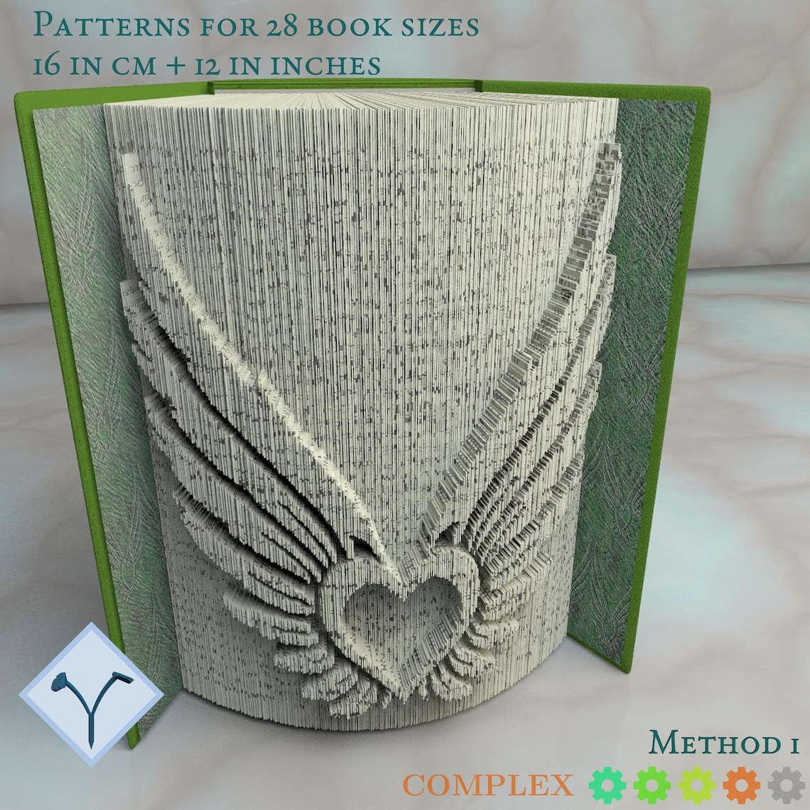Heart Angel Wings: Book Folding Pattern Instruction DIY - Etsy