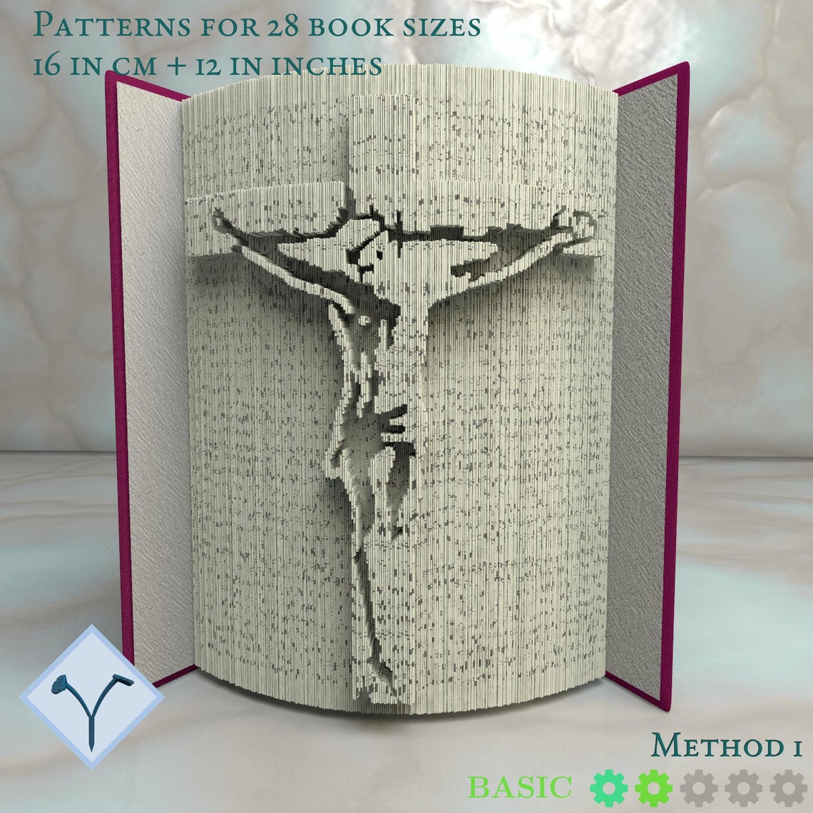 Jesus - Crucifix: Book Folding Pattern, Instruction DIY Folded Book Art ...