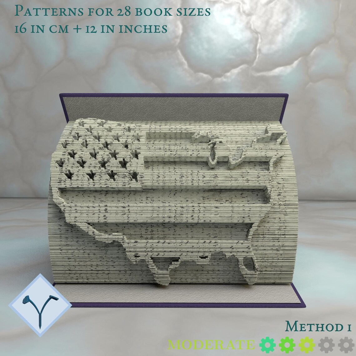 USA Border Outline With Flag: Book Folding Pattern - Etsy