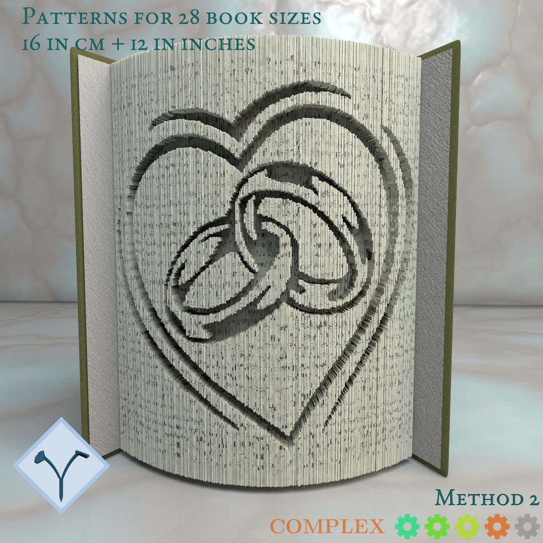 Wedding Rings, Heart: Book Folding Pattern, Instruction DIY Folded Book ...