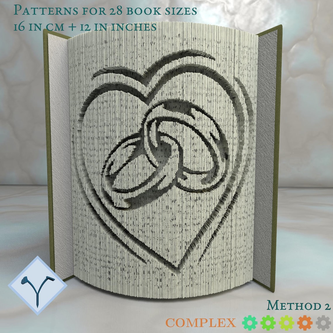 Wedding Rings Heart: Book Folding Pattern Instruction DIY | Etsy