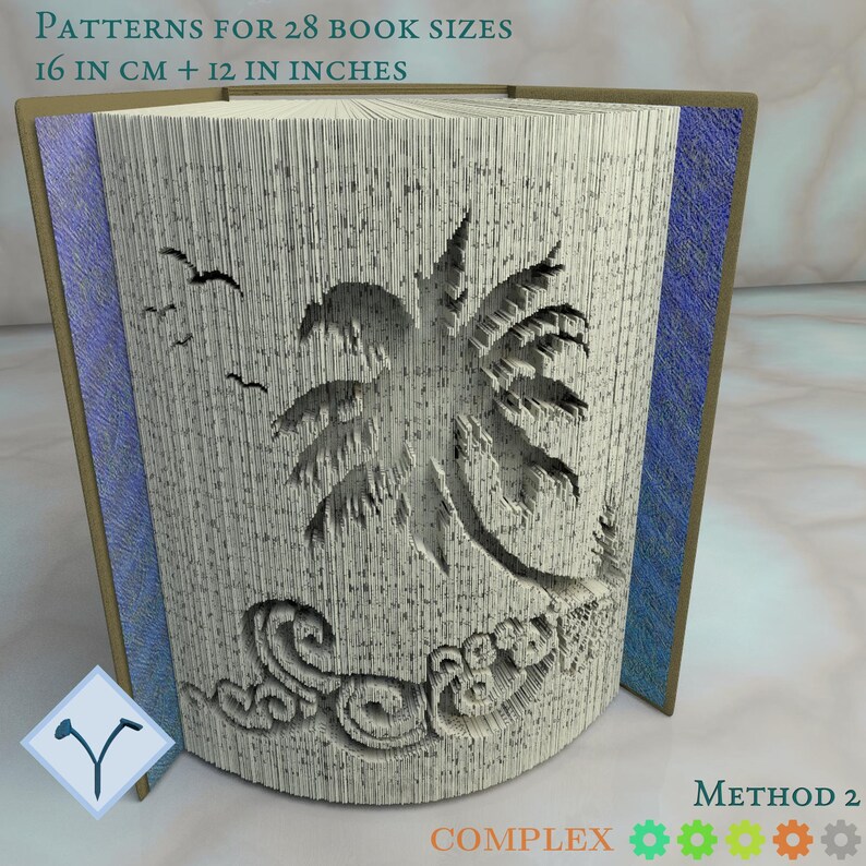 Palm Tree, Waves, Birds: DIY Cut & Fold Art, Book Folding Pattern and ...