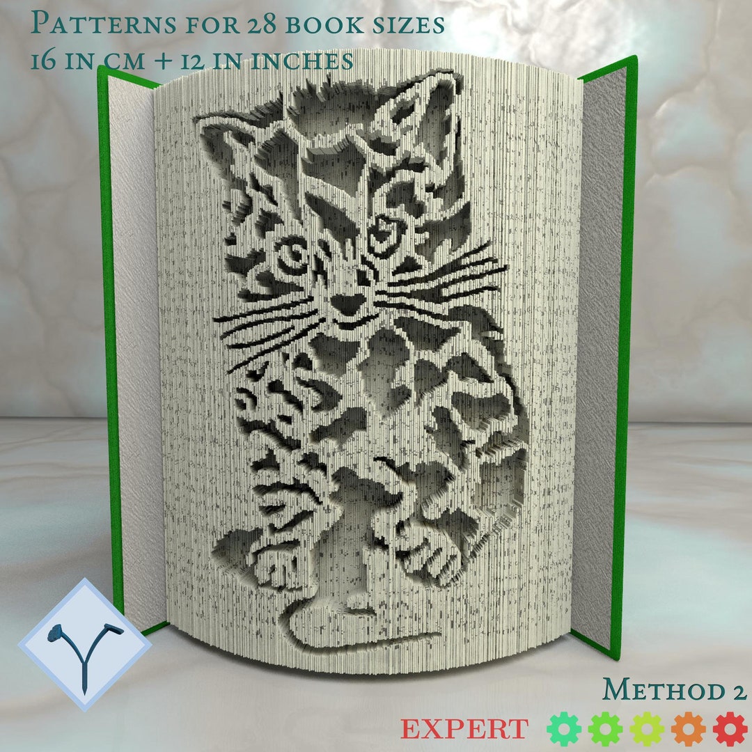Kitten + Mouse: Book Folding Pattern, Instruction DIY Folded Book Art ...