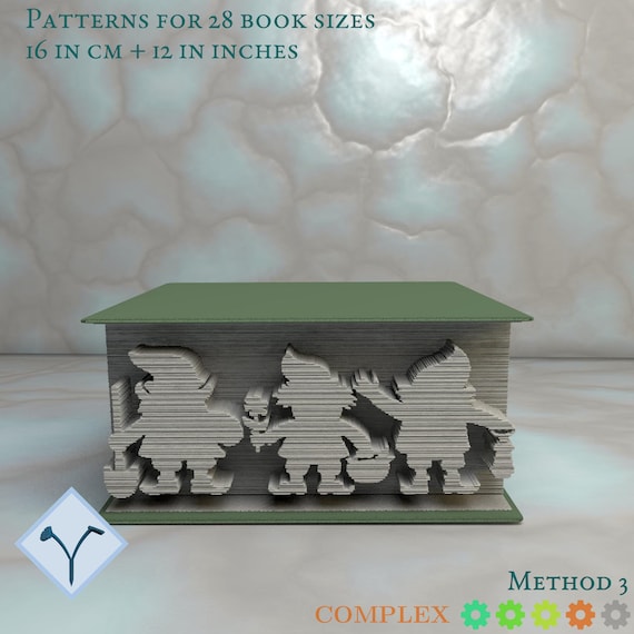 Gnomes: Book Folding Pattern Instruction DIY folded book art | Etsy