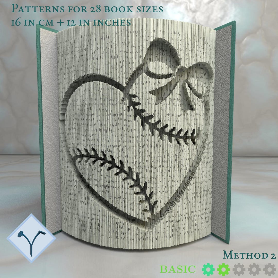 Baseball Heart: DIY Cut & Fold Art, Book Folding Pattern and ...