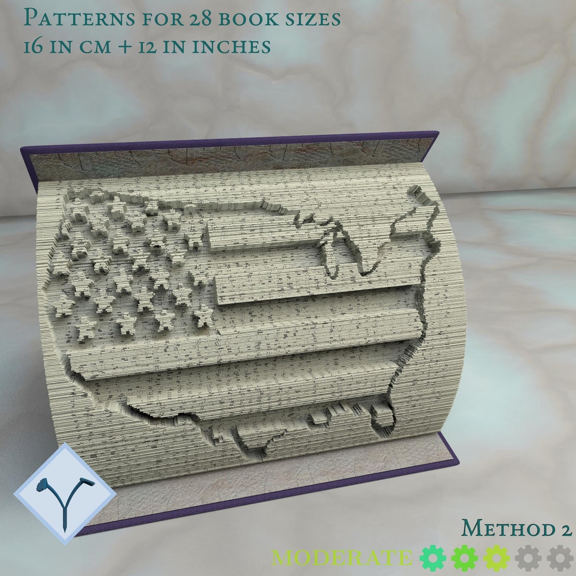 USA Border Outline With Flag: Book Folding Pattern - Etsy