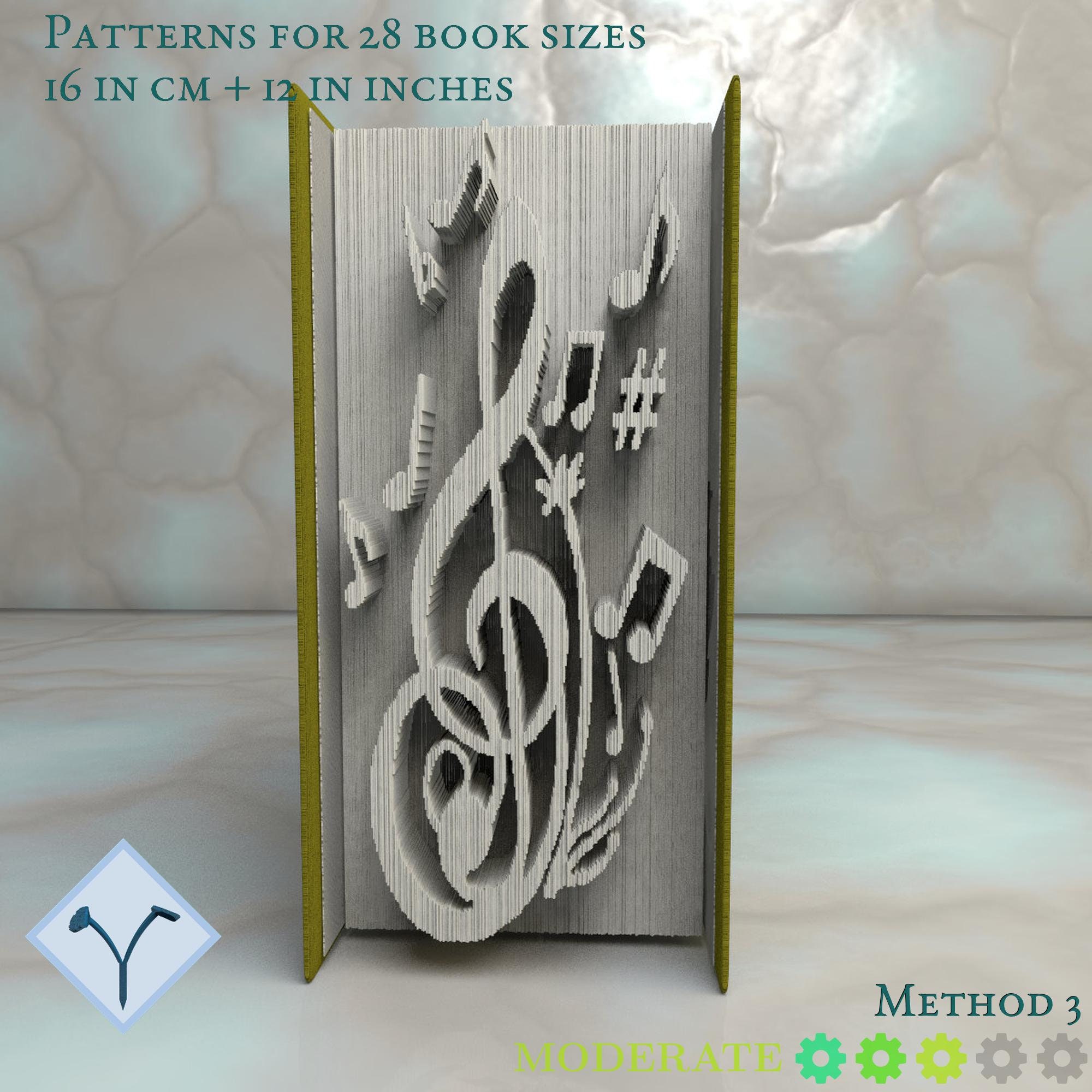 Treble Clef + Notes: Book Folding Pattern, Instruction DIY Folded Book ...