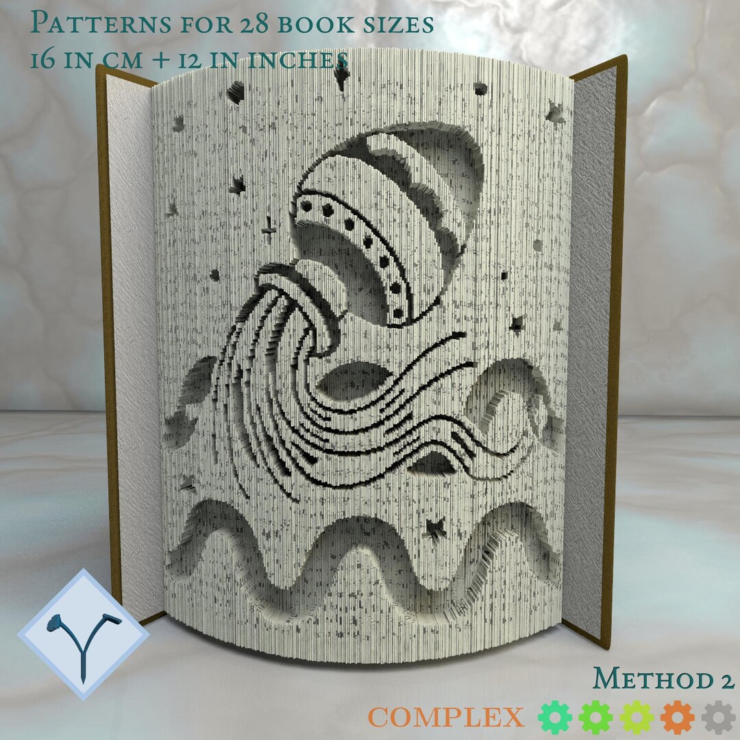 Zodiac Symbol - Aquarius: Book Folding Pattern, Instruction DIY Folded ...