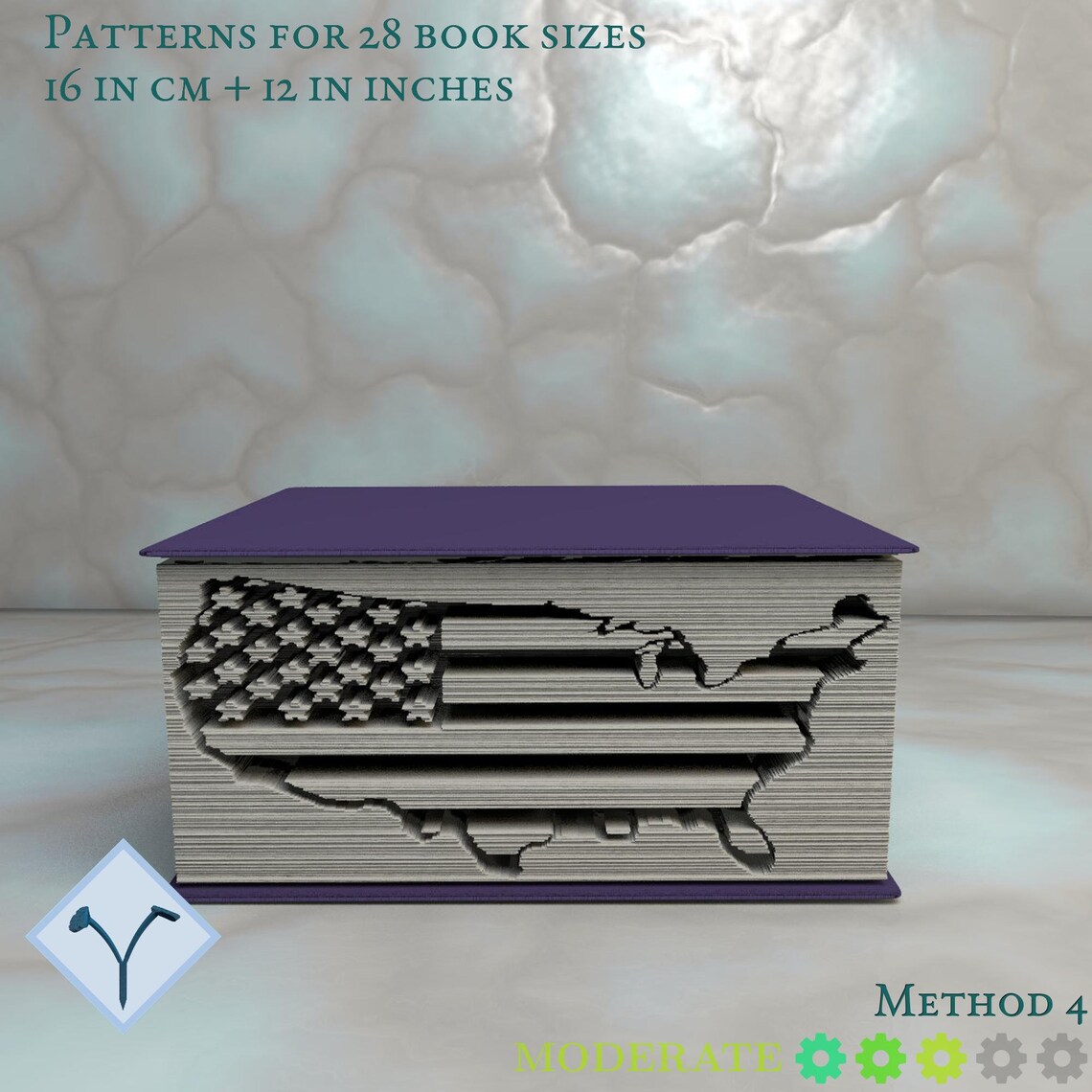 USA Border Outline With Flag: Book Folding Pattern - Etsy
