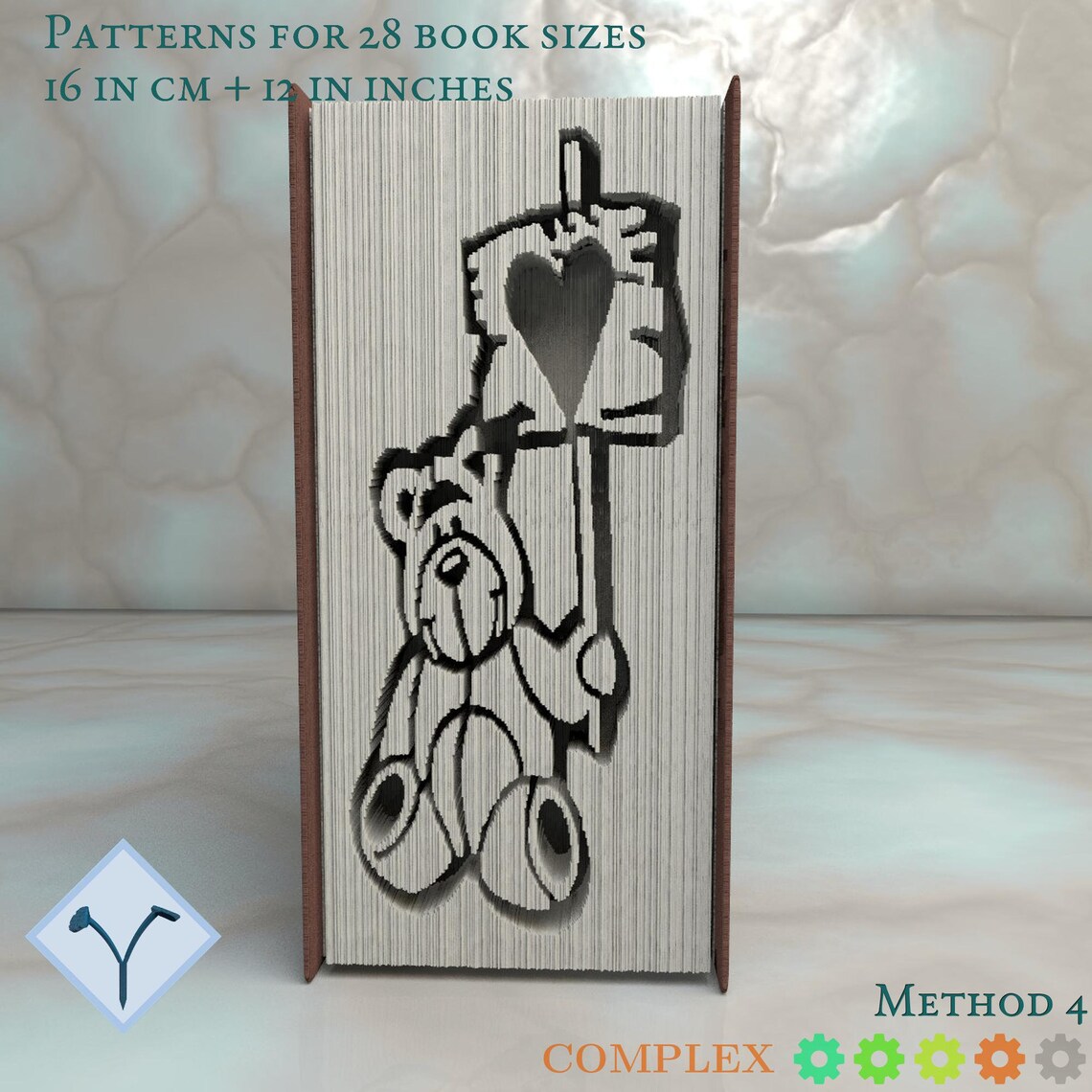 Teddy Bear in Love: Book Folding Pattern Instruction DIY - Etsy