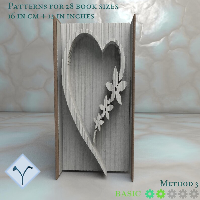 Heart With Flowers: Book Folding Pattern Instruction DIY - Etsy