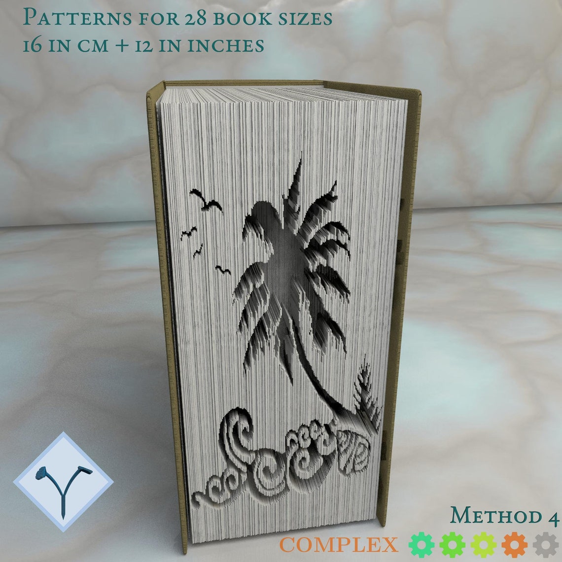 Palm Tree, Waves, Birds: DIY Cut & Fold Art, Book Folding Pattern and ...