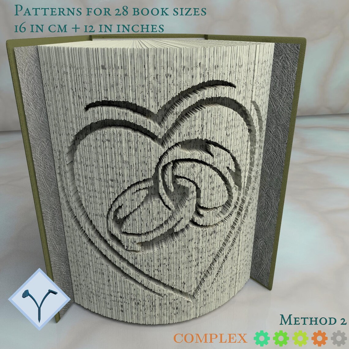 Wedding Rings Heart: Book Folding Pattern Instruction DIY | Etsy