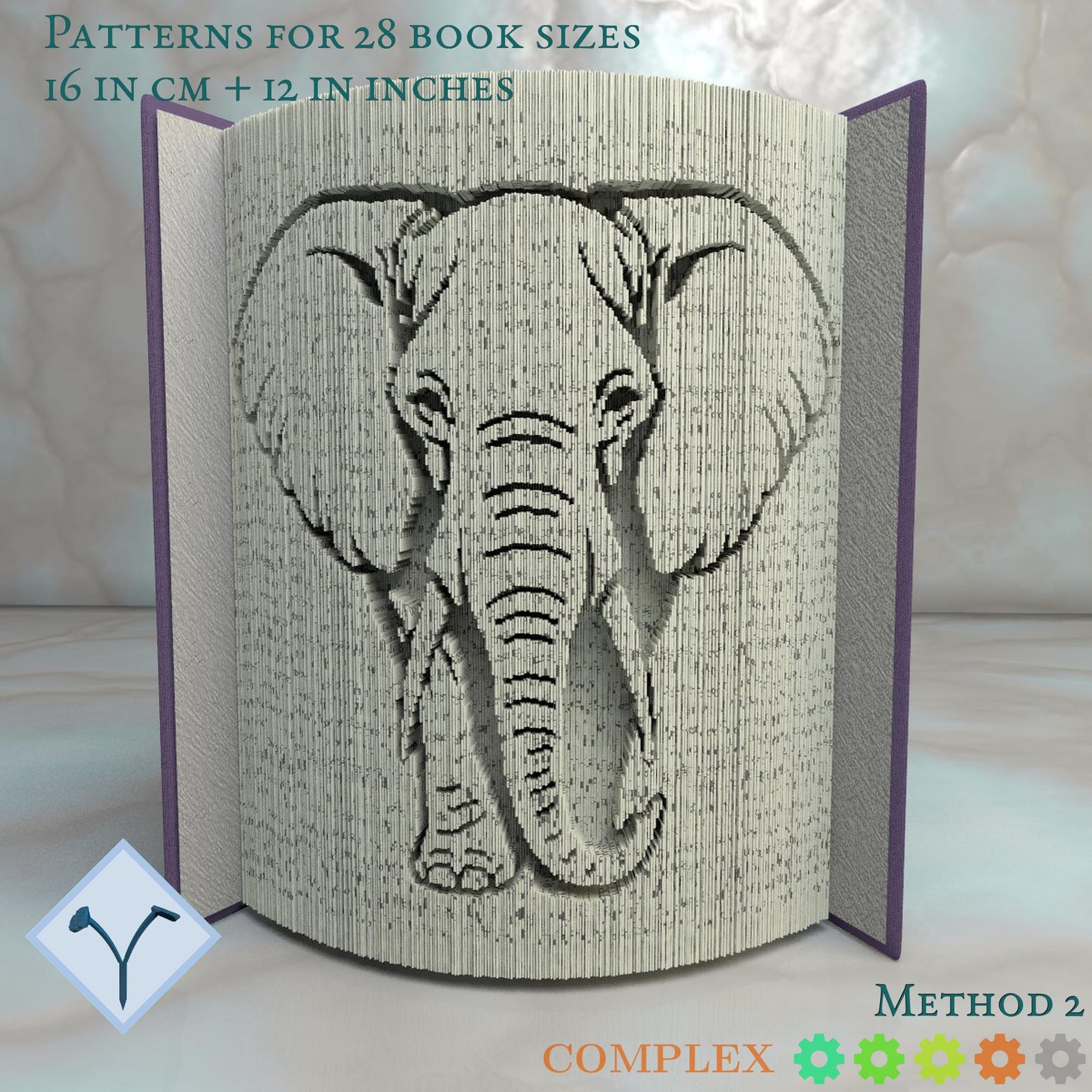 Elephant Head, Front Profile: DIY Cut & Fold Art, Book Folding Pattern ...