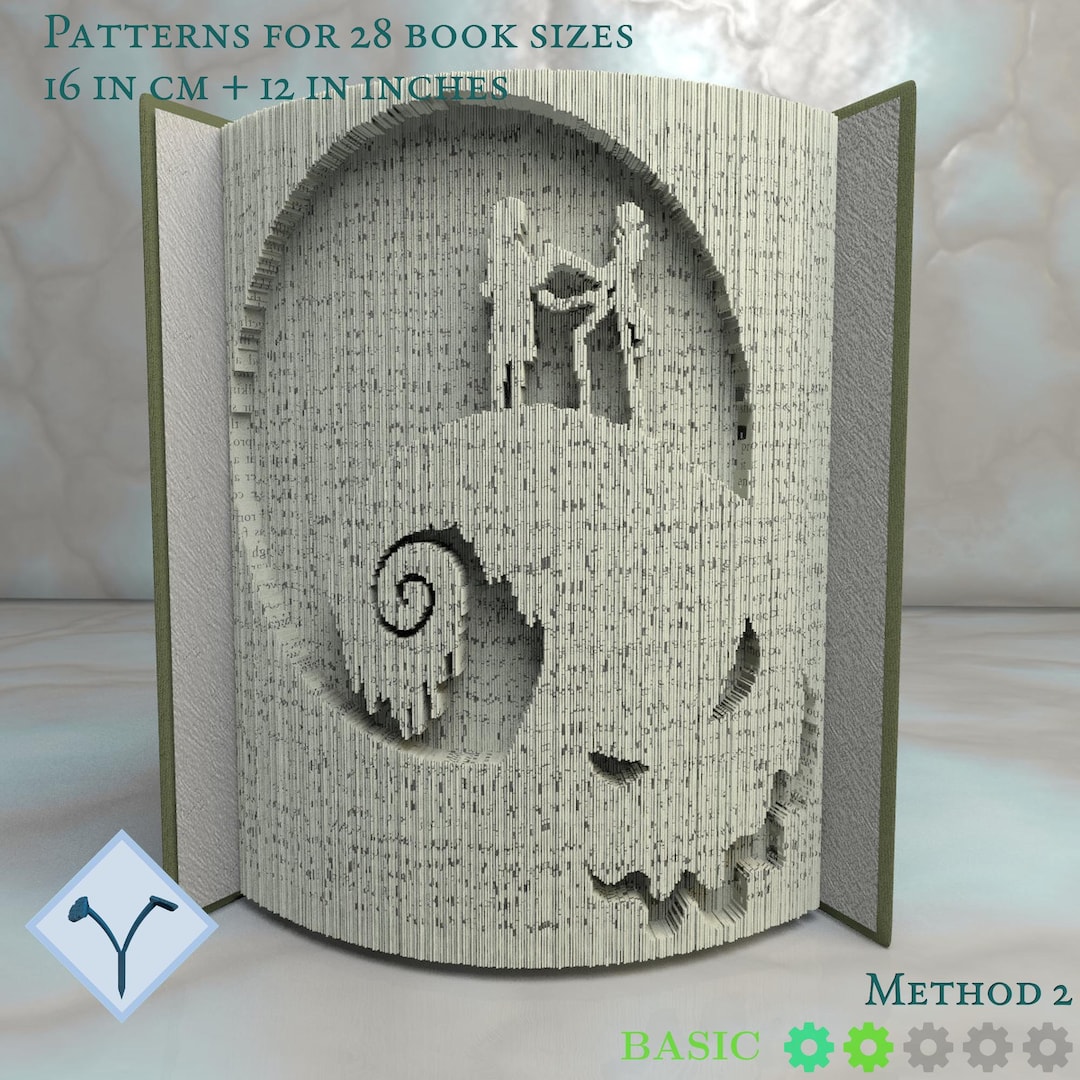 Nightmare Before Christmas: Book Folding Pattern, Instruction DIY Folded Book Art, Cut and Fold ...