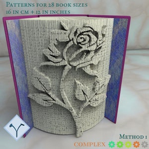 Rose Flower: Book Folding Pattern, Instruction DIY Folded Book Art, Cut ...