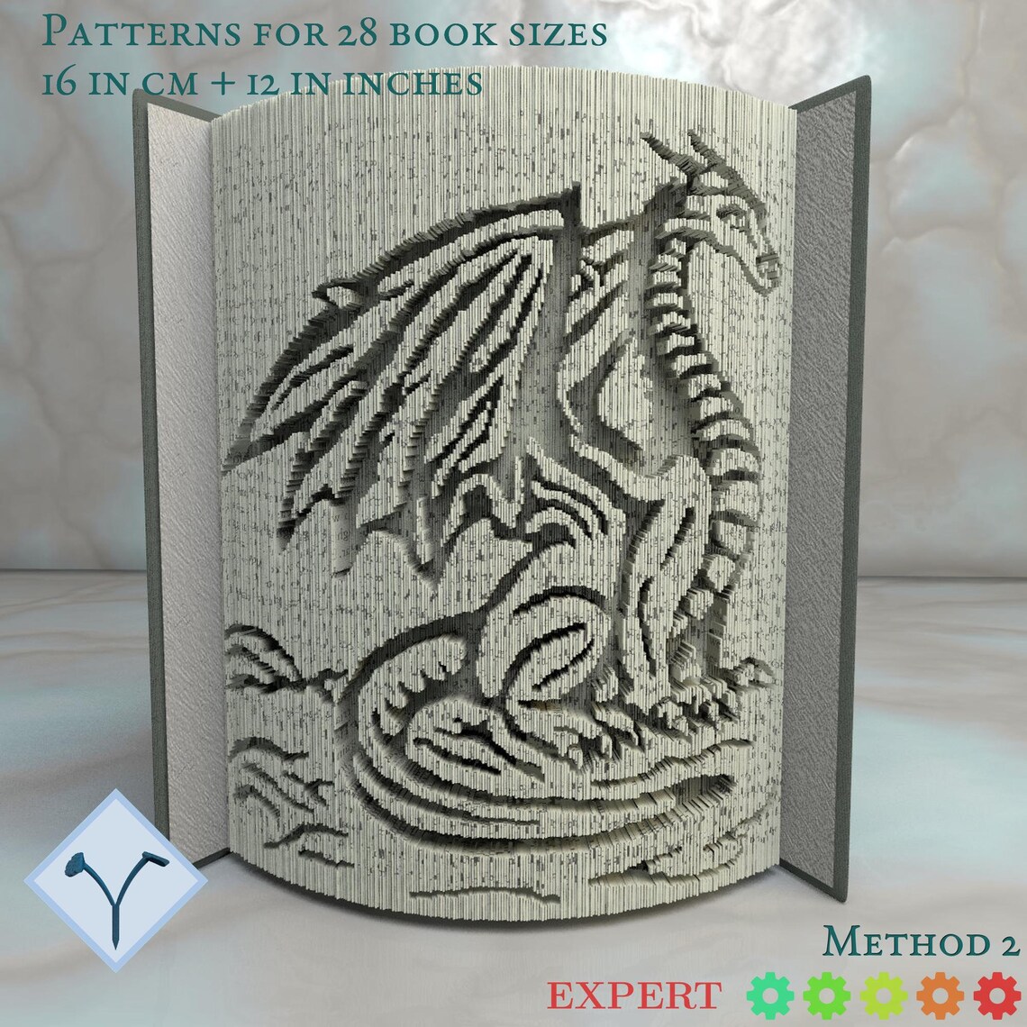Sitting European Dragon: Book Folding Pattern Instruction DIY - Etsy