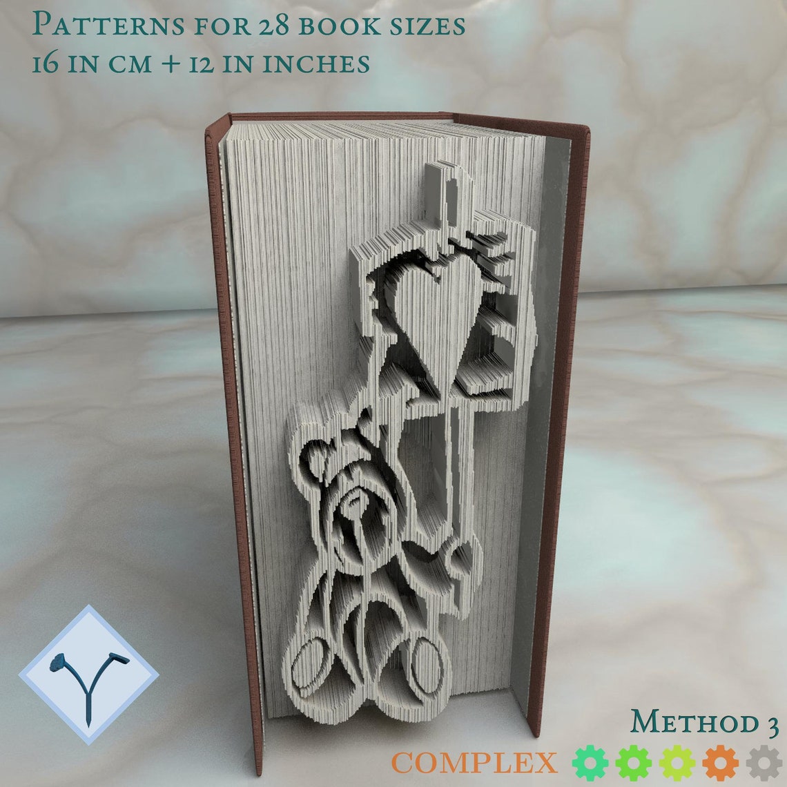 Teddy Bear in Love: Book Folding Pattern Instruction DIY - Etsy