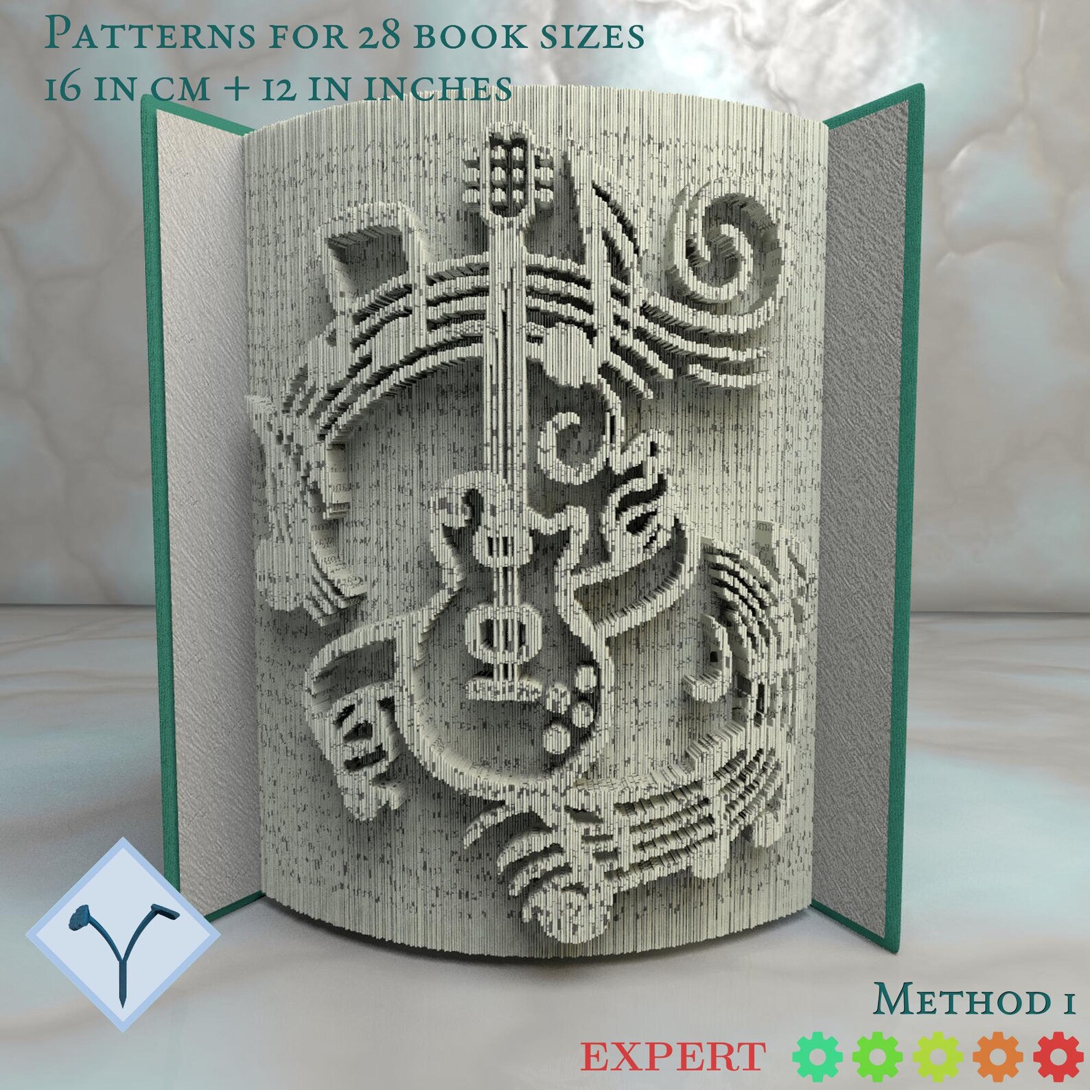 Guitar Musical Notes: Book Folding Pattern Instruction DIY - Etsy