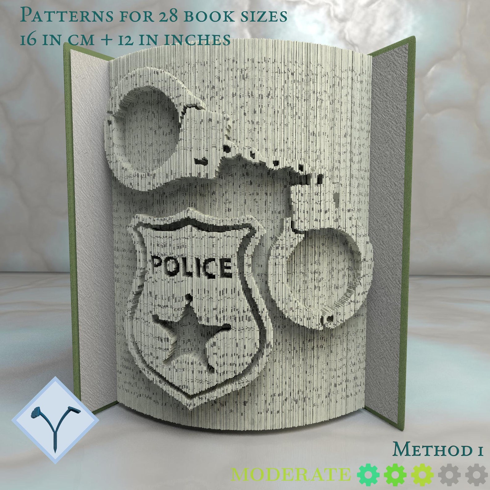 Police Badge: Book Folding Pattern, Instruction DIY Folded Book Art ...