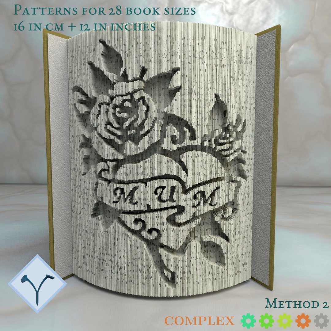 Mum - Heart and Roses: Book Folding Pattern, Instruction DIY Folded ...