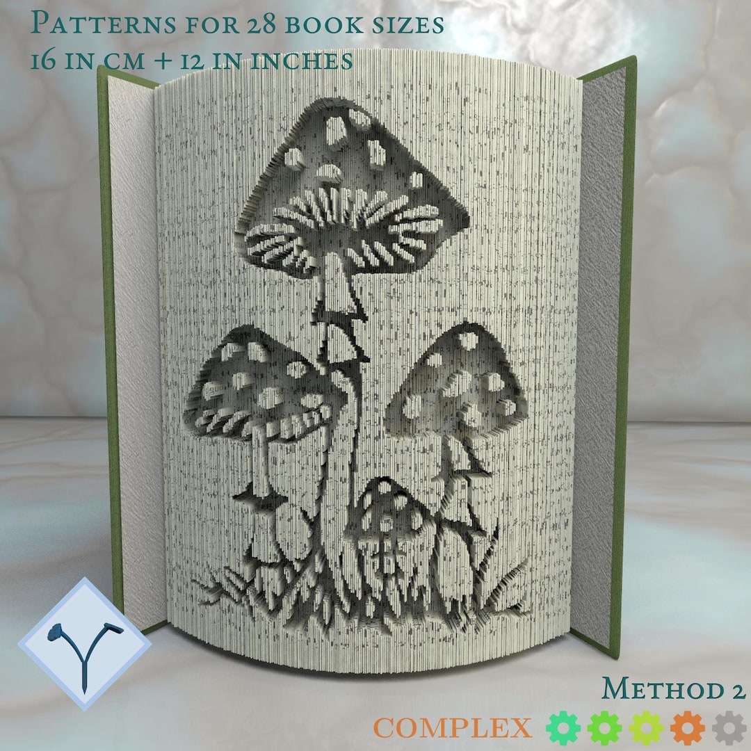 Mushrooms - Fly Agaric: Book Folding Pattern, Instruction DIY Folded Book Art, Cut and Fold ...