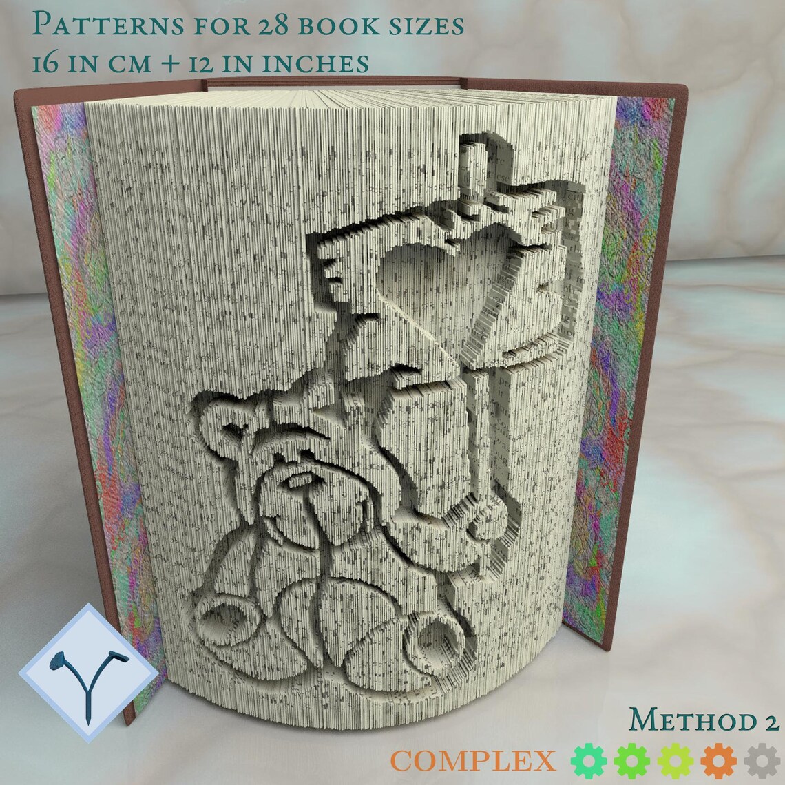 Teddy Bear in Love: Book Folding Pattern Instruction DIY - Etsy