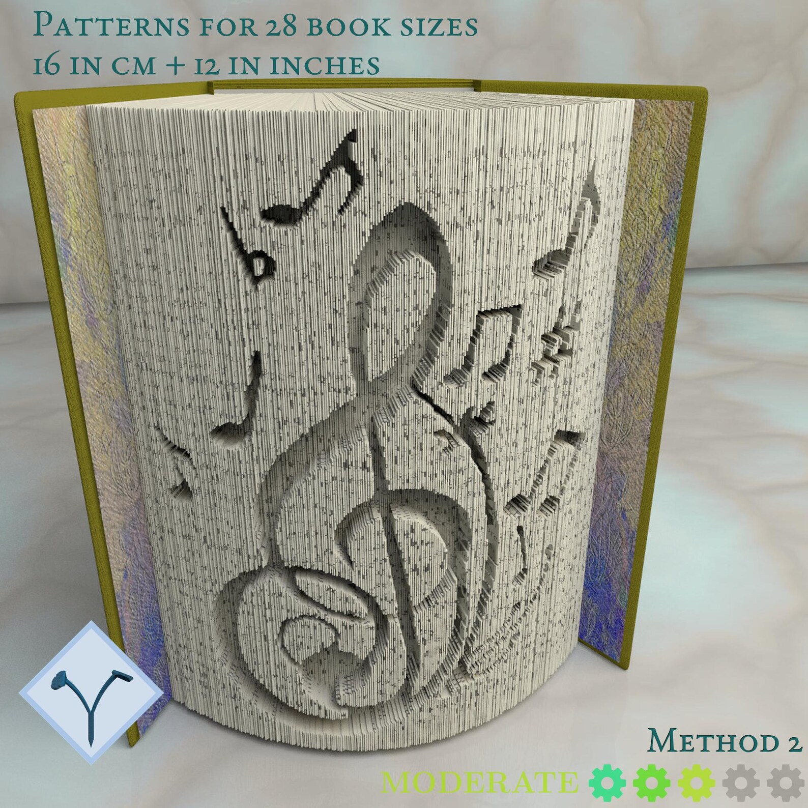 Treble Clef + Notes: Book Folding Pattern, Instruction DIY Folded Book ...