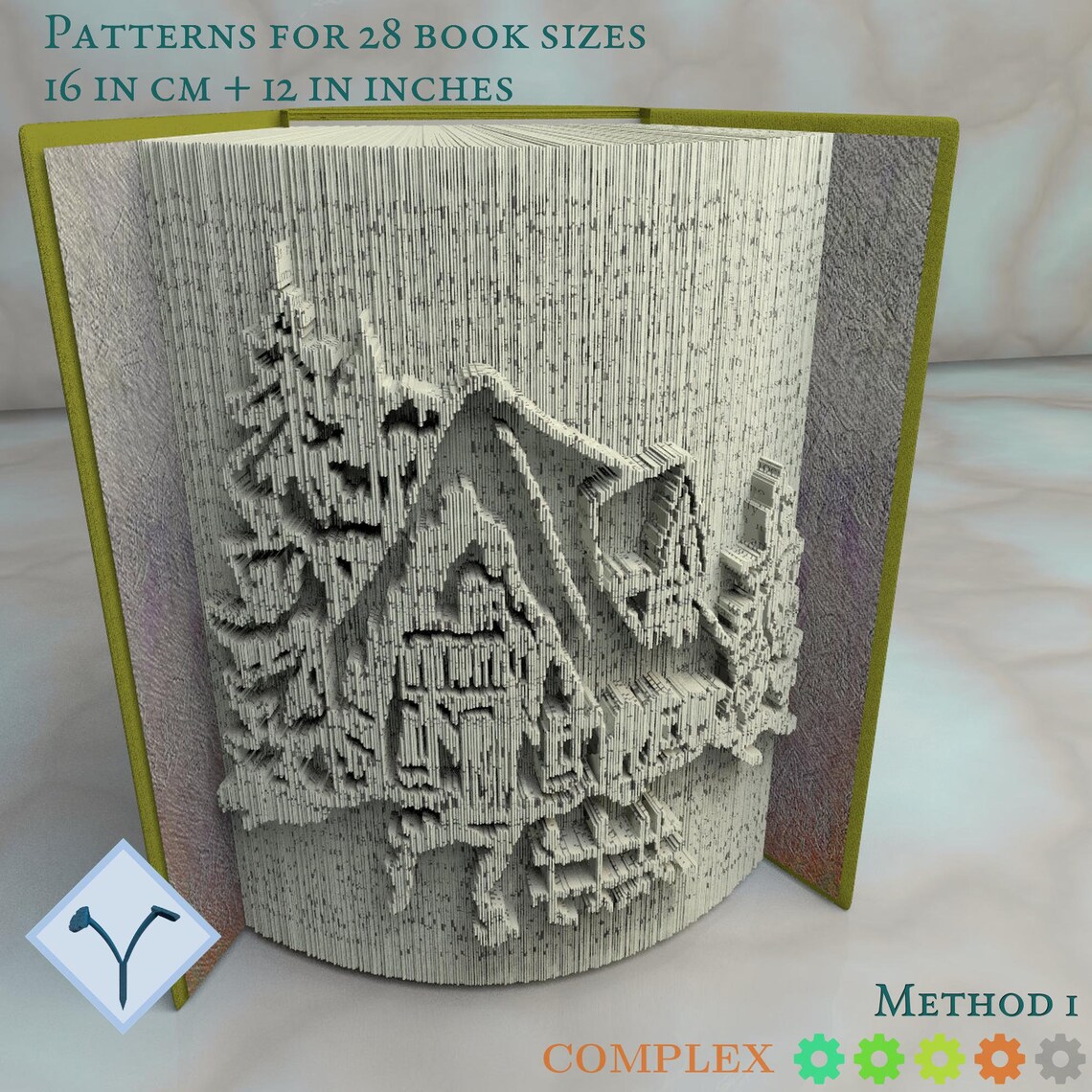 Cottage in Winter: Book Folding Pattern Instruction DIY - Etsy