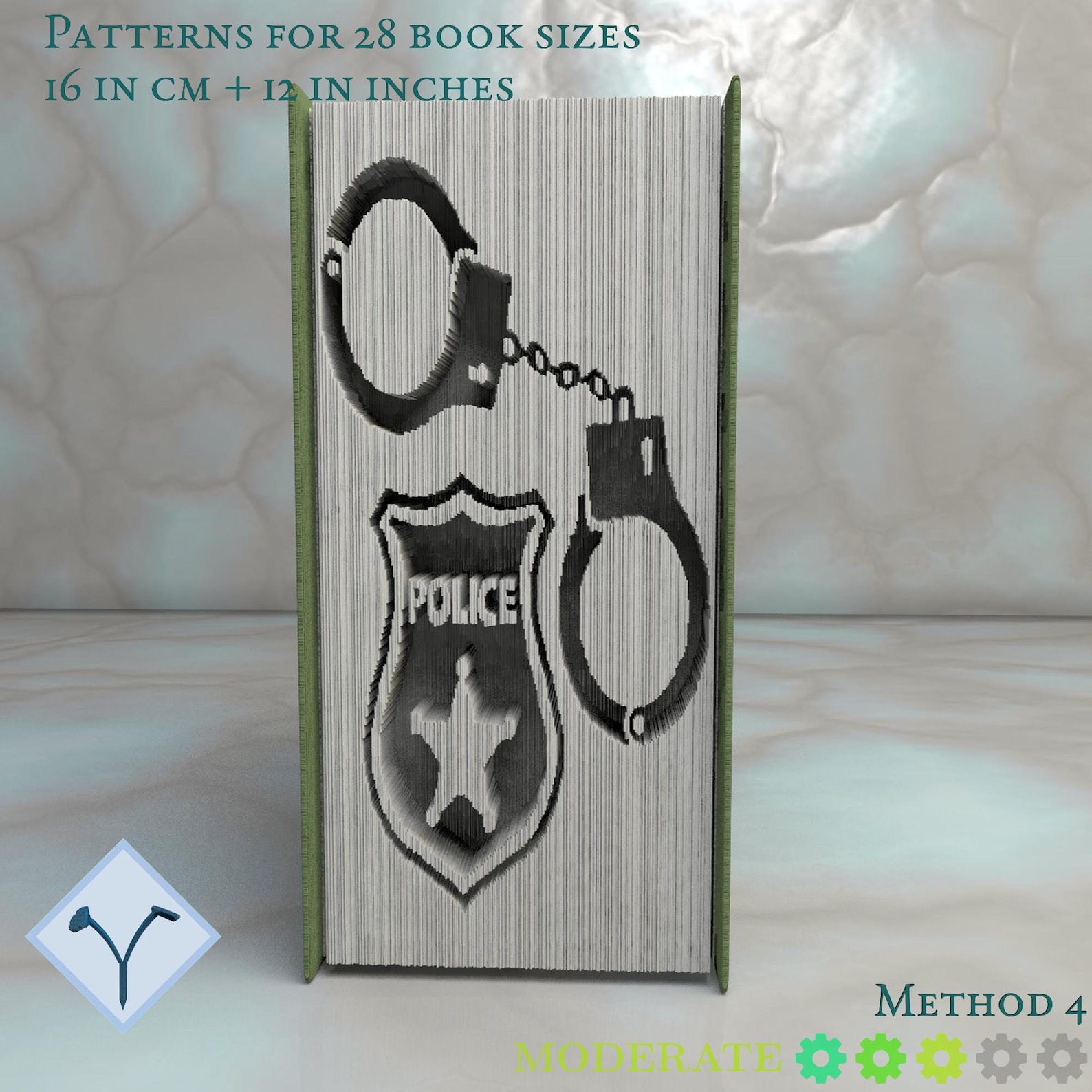 Police Badge: Book Folding Pattern, Instruction DIY Folded Book Art ...