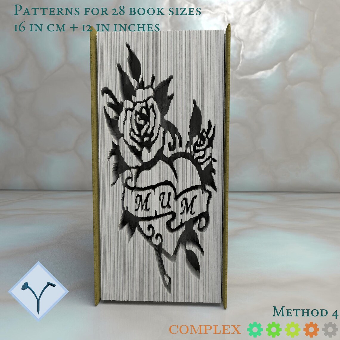 Mum - Heart and Roses: DIY Cut & Fold Art, Book Folding Pattern and ...