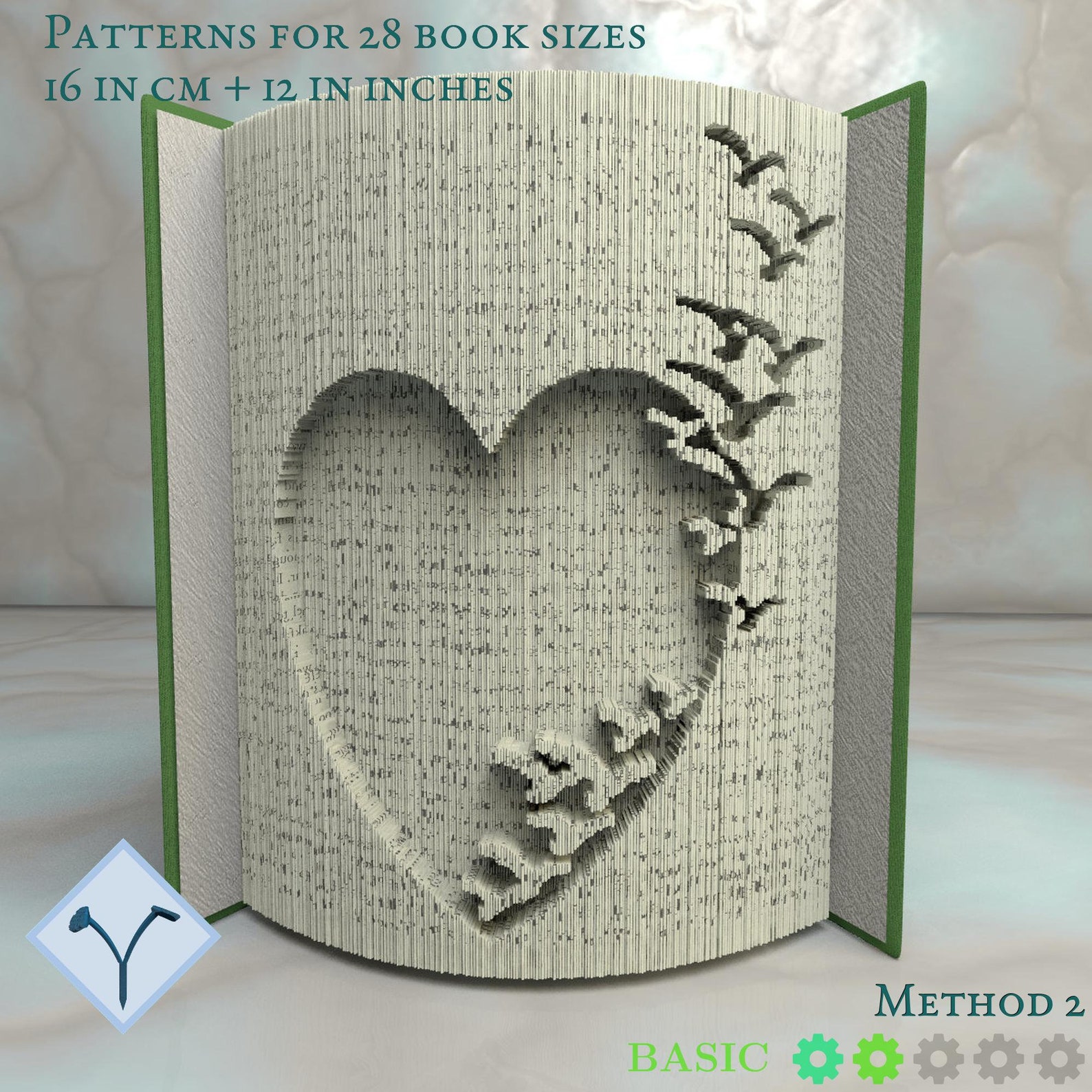 Birds and Heart: Book Folding Pattern Instruction DIY Folded | Etsy