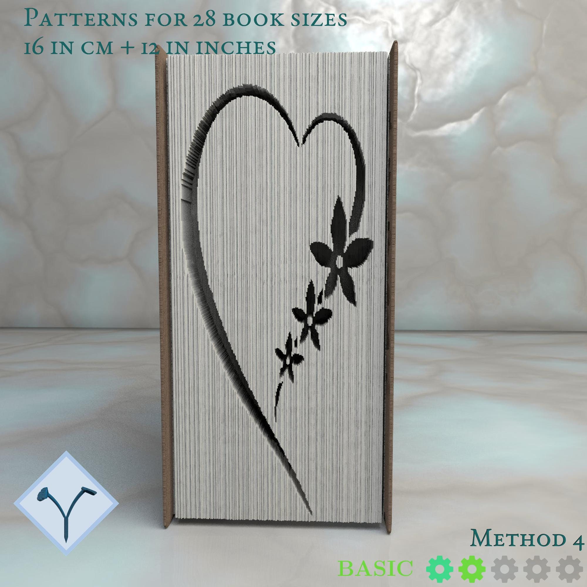 Heart With Flowers: Book Folding Pattern Instruction DIY - Etsy