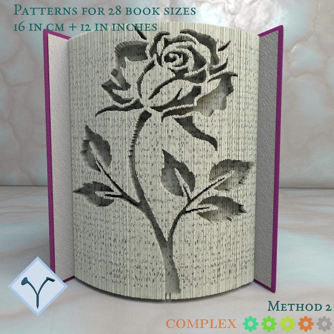 Rose Flower: Book Folding Pattern, Instruction DIY Folded Book Art, Cut ...